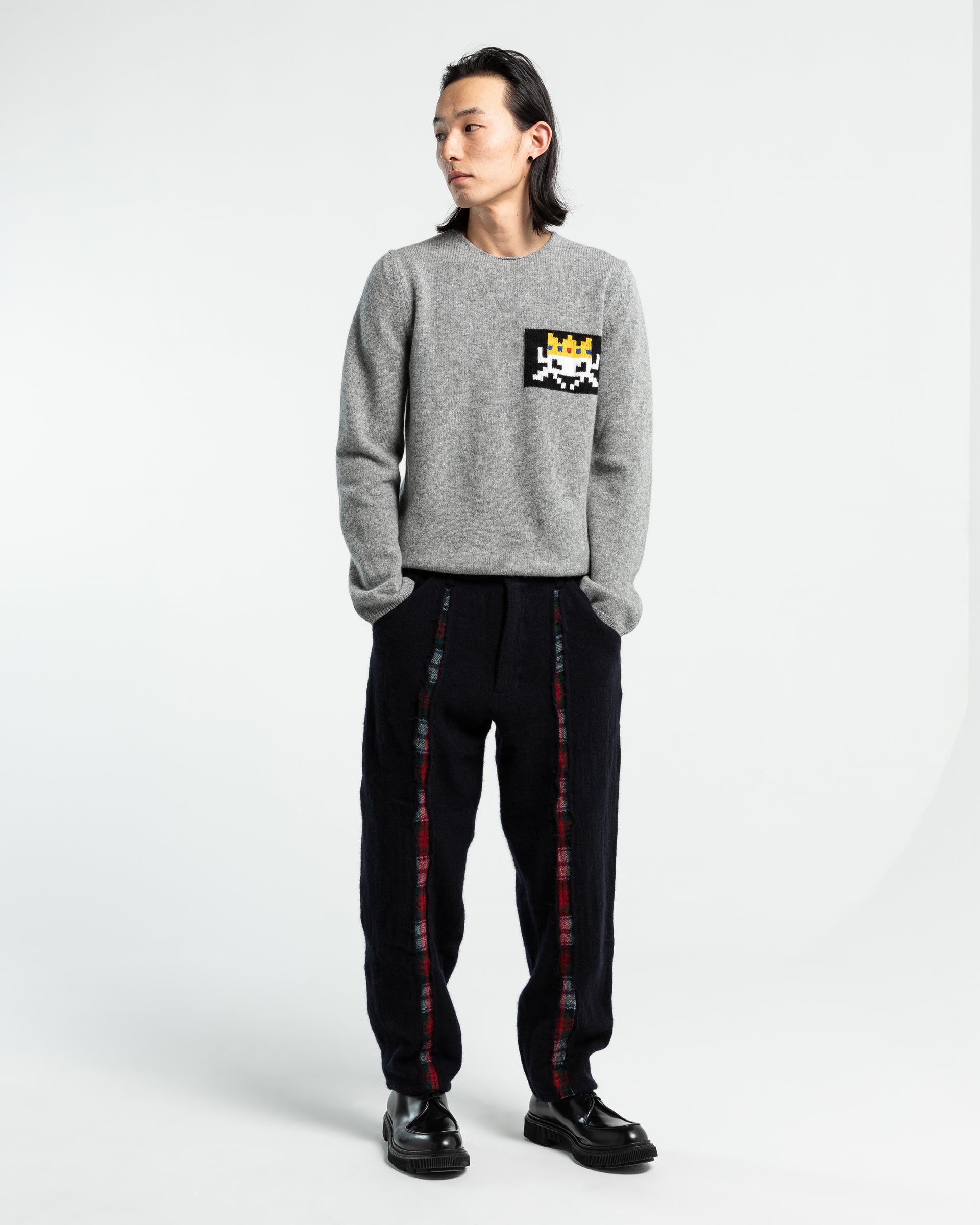 Wool Panel Trouser in Navy